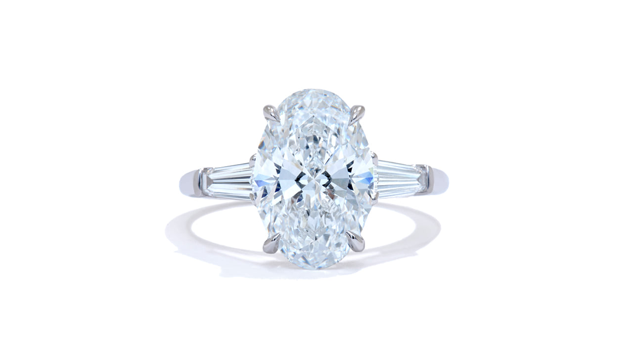 3ct Oval & Tapered Baguette Diamond Ring – Ascot Diamonds