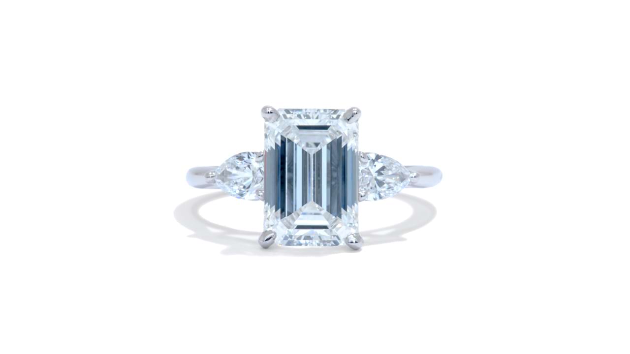 2.7ct. Emerald Cut with Pear Side Stones – Ascot Diamonds