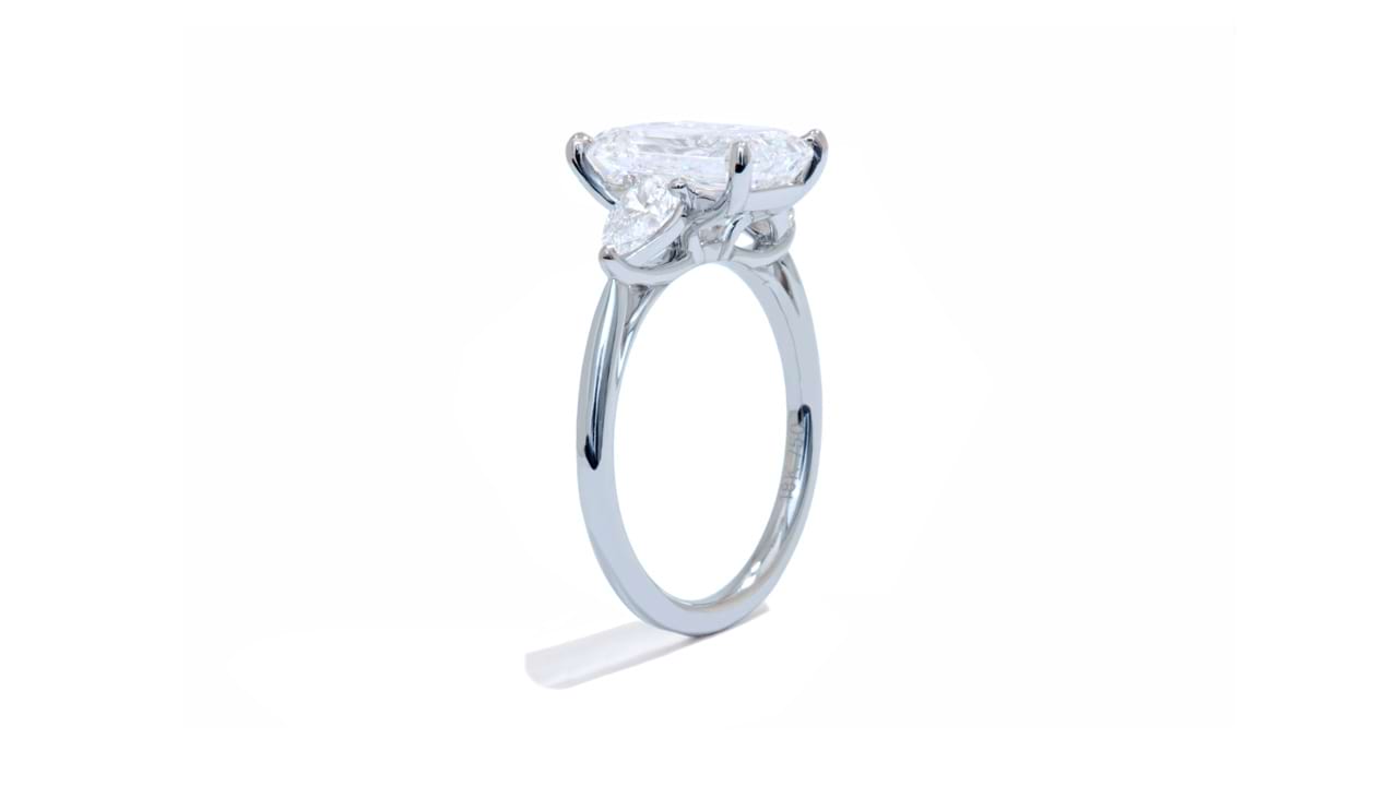 2.7ct. Emerald Cut with Pear Side Stones – Ascot Diamonds